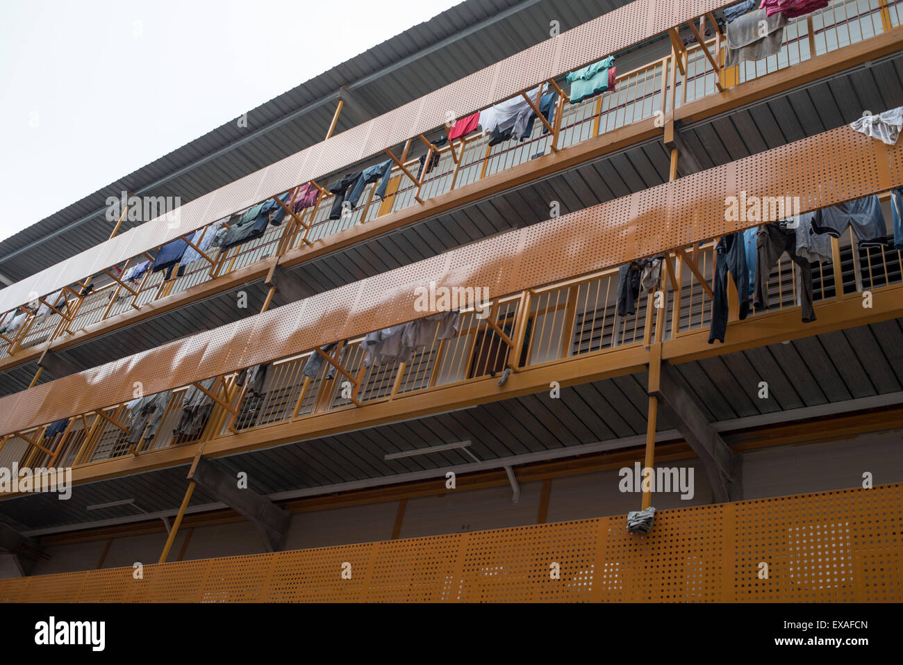Dormitory hostel for migrant construction workers in Singapore Stock ...