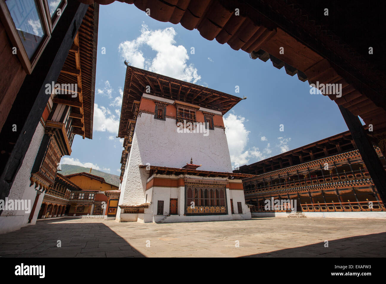 View of the interior courtyard at the Taktsang Monastery, one of the ...