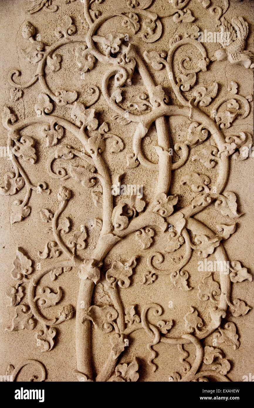 tree pattern in traditional Thai style art sculpture Stock Photo - Alamy