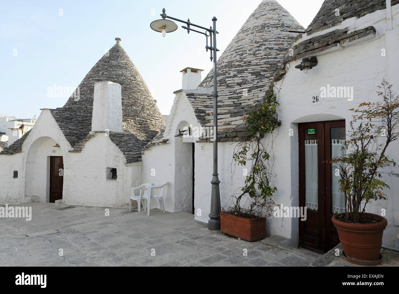 Cone-shaped trulli houses, in the Rione Monte district of Alberobello ...