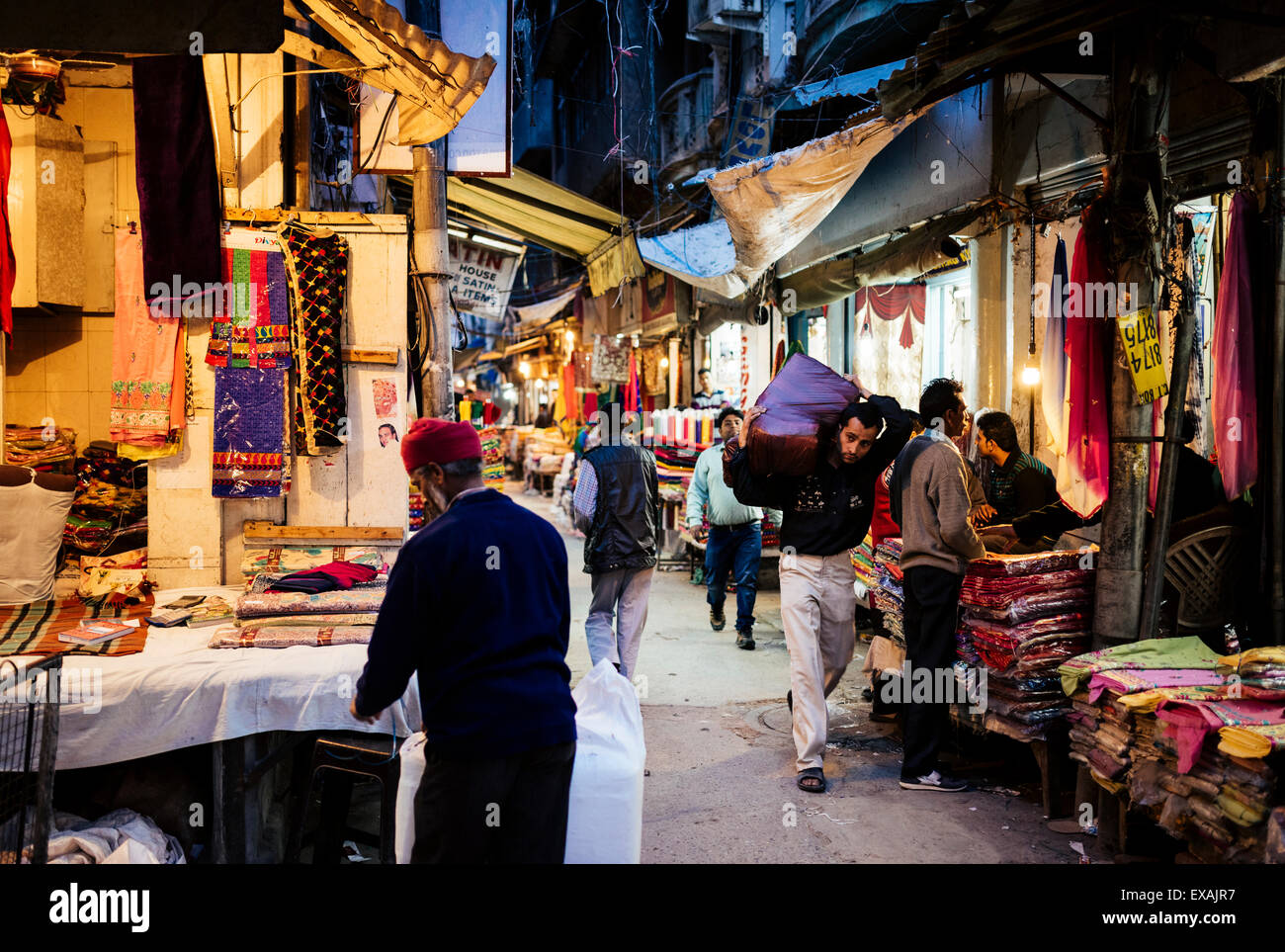 Shastri Textiles Market at night, Amritsar, Punjab, India, Asia Stock ...