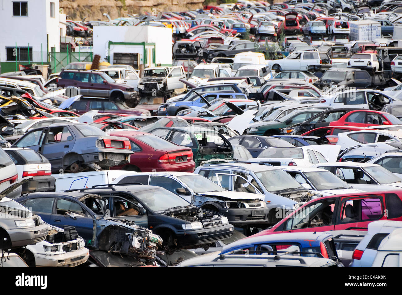 Old Junk Cars On Junkyard Stock Photo - Alamy