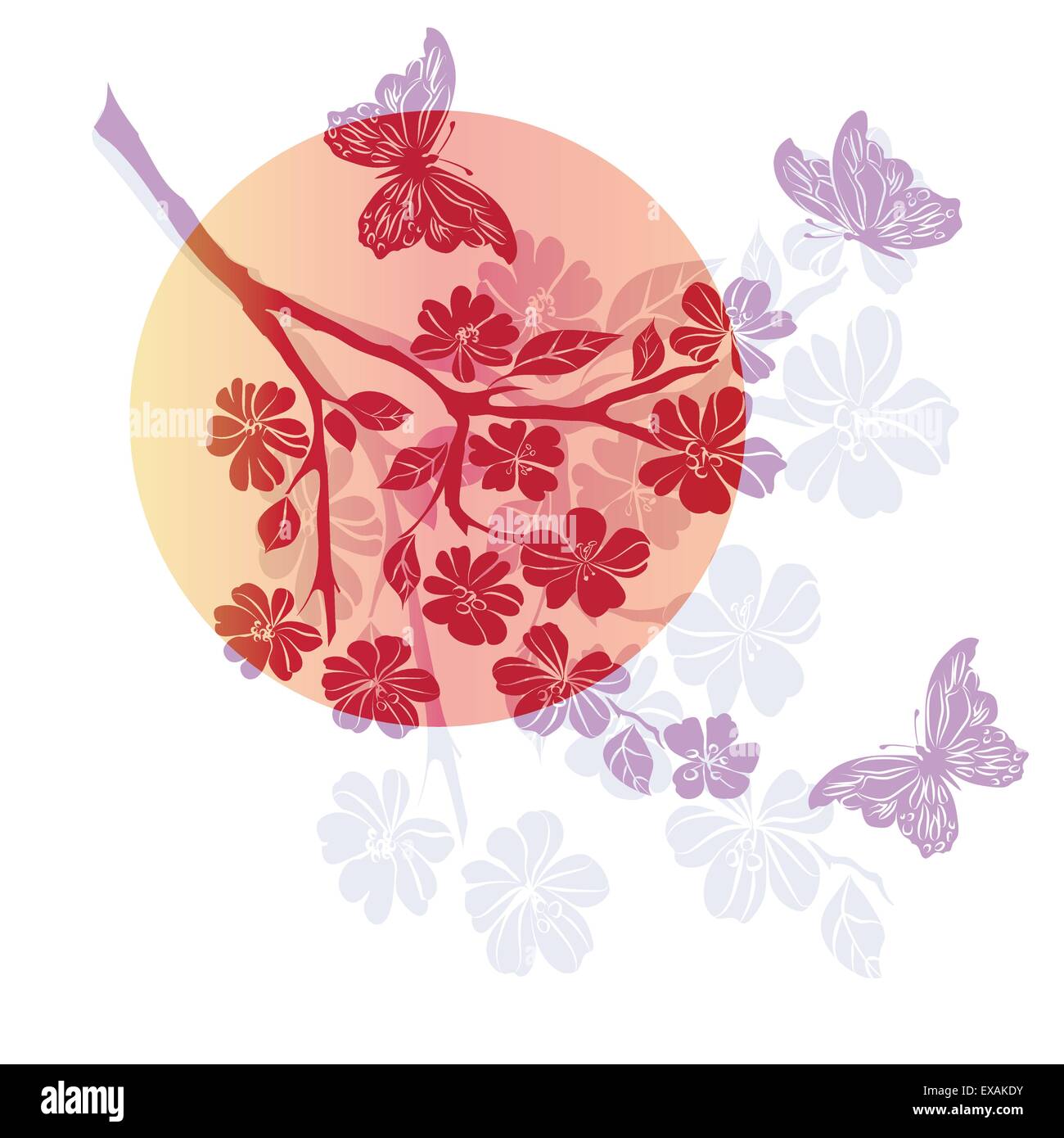 Beautiful spring landscape blossom Stock Vector Images - Alamy