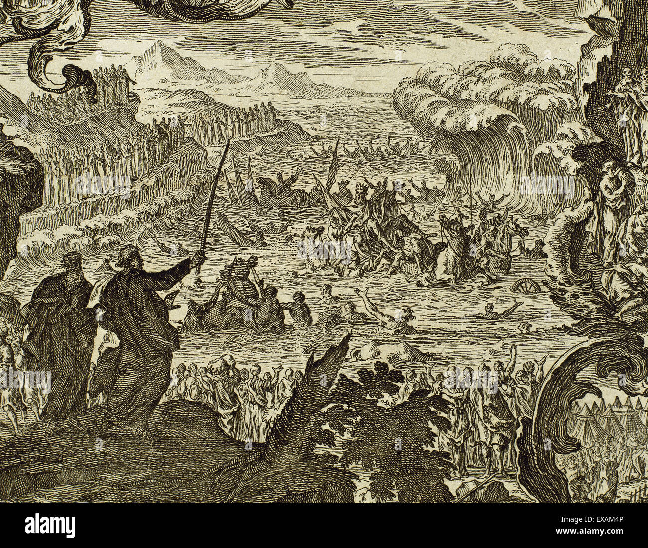 Parting of the waters of the Red Sea. Book of Exodus. Chapter 15, verse ...
