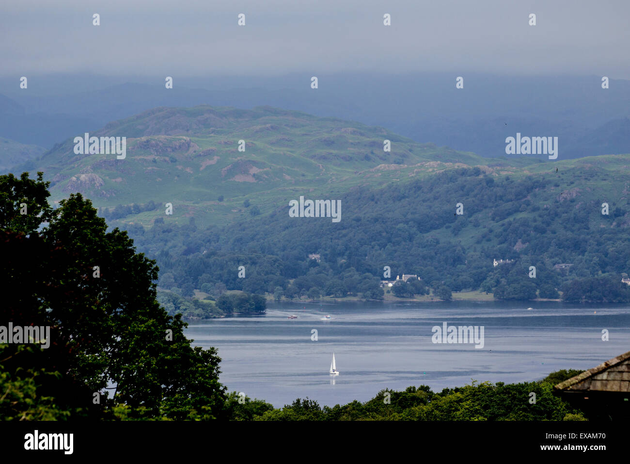 Lake Windermere Cumbria 10th July 2015 .UK Weather Lake Windermere with ...