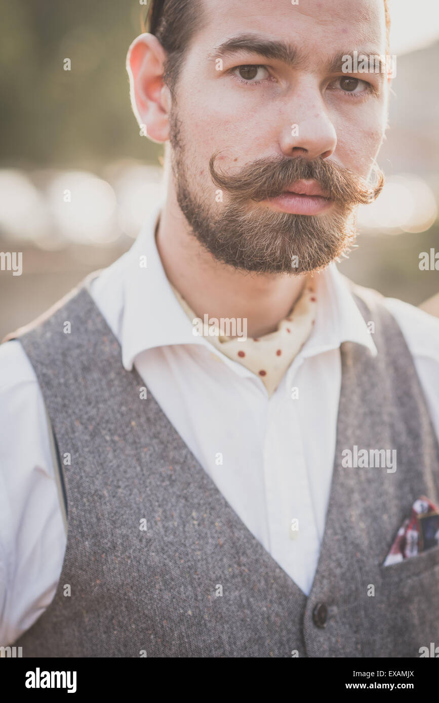 handsome big moustache hipster man in the city Stock Photo - Alamy