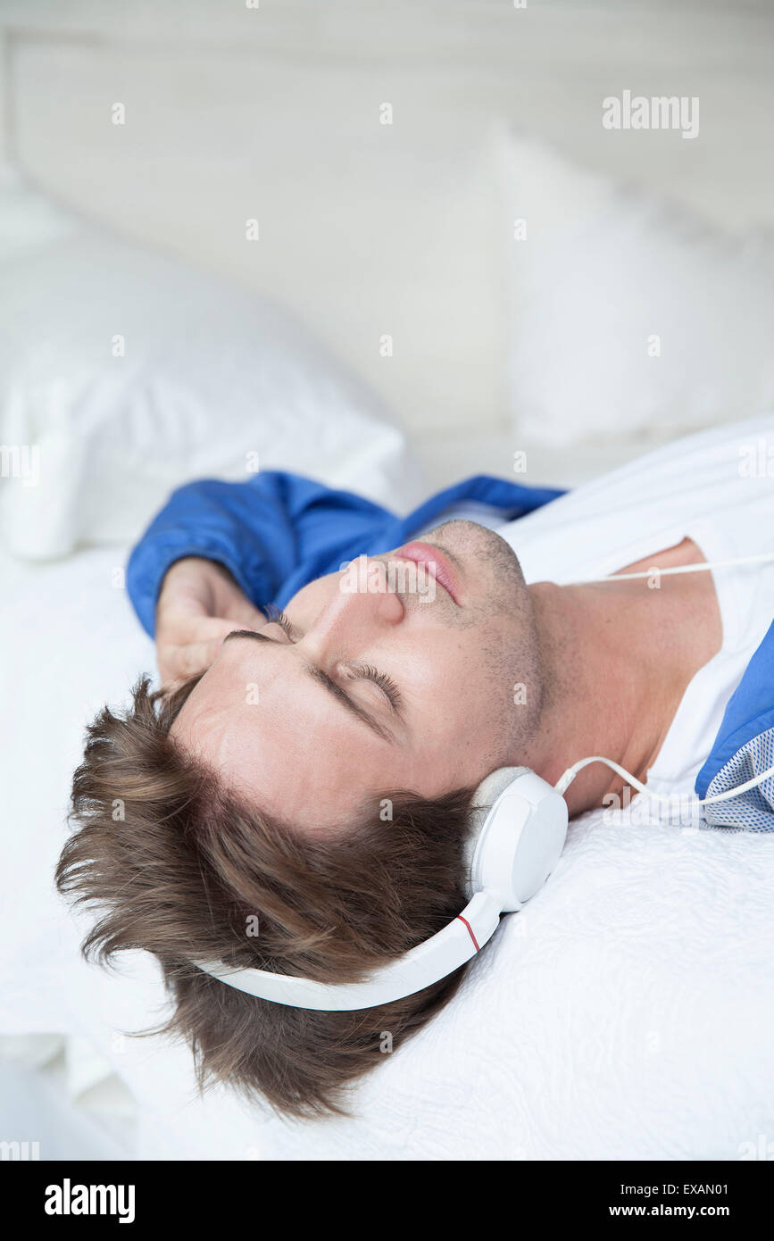 Man lying down elevated view hi-res stock photography and images - Alamy