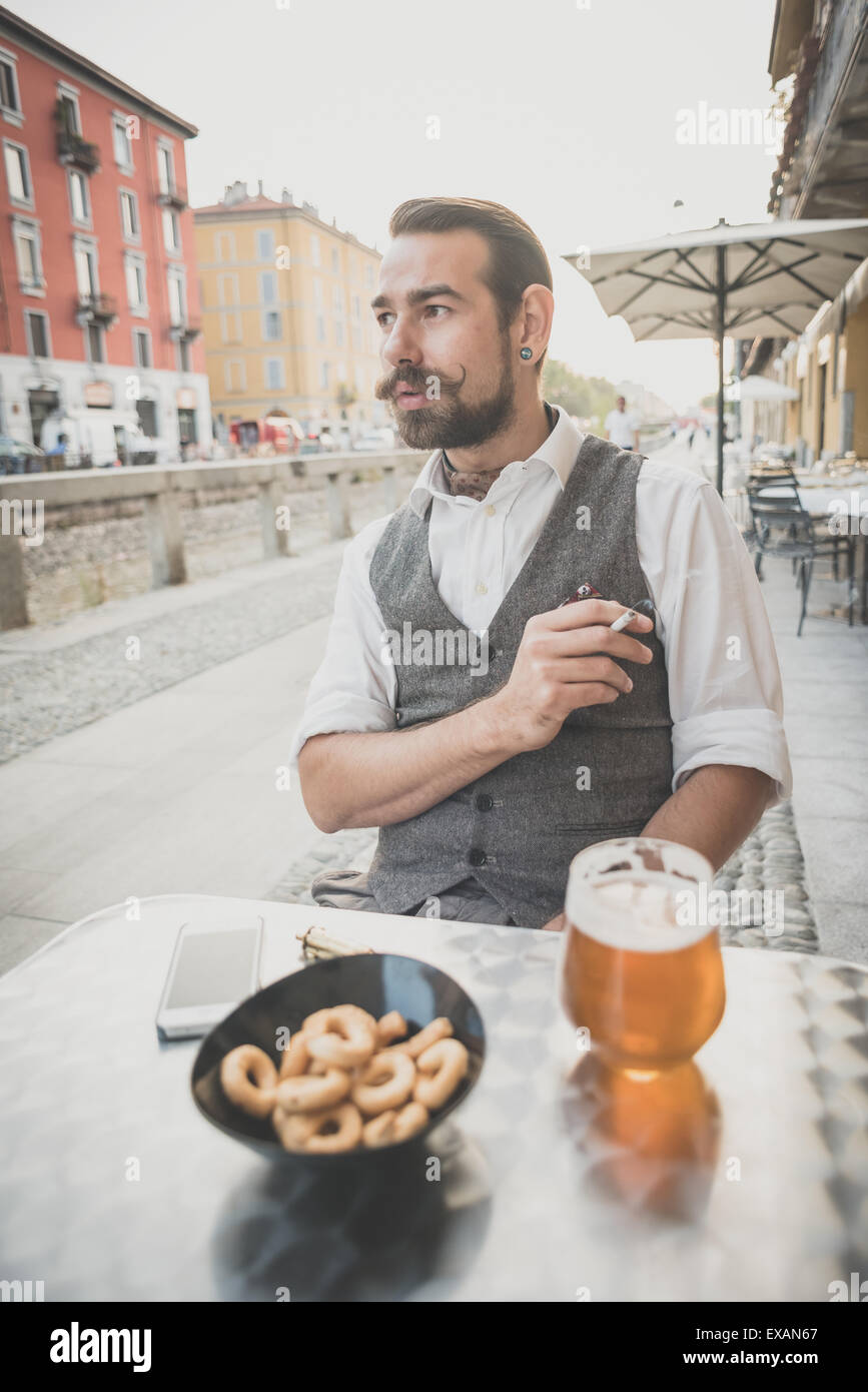 handsome big moustache hipster man in the city Stock Photo - Alamy