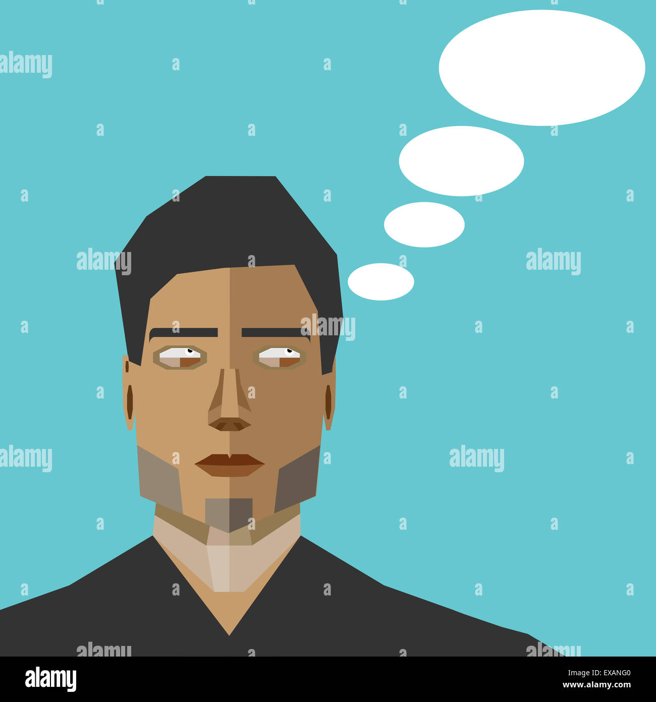 Geometric man think. Business concept, idea and businessman, vector ...