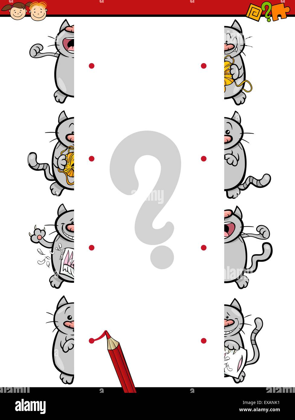 Cartoon Illustration of Education Join Halves Game for Preschool ...