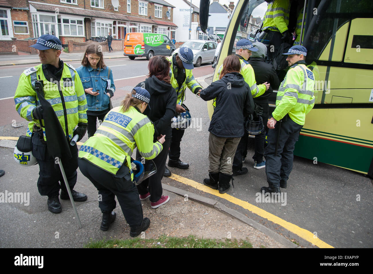 The English Defence League march in Walthamstow. A counter protest by ...