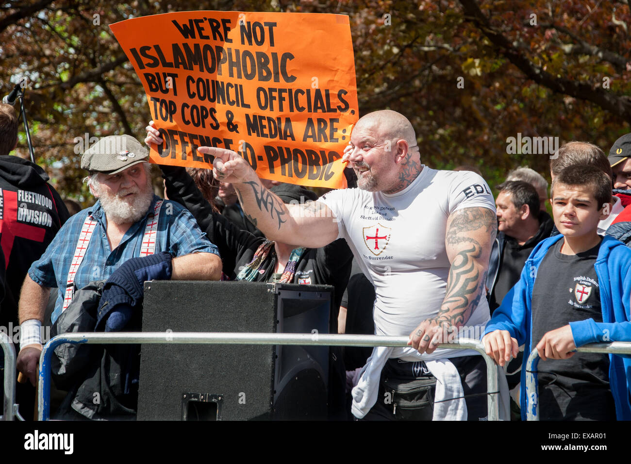 The English Defence League march in Walthamstow. A counter protest by ...