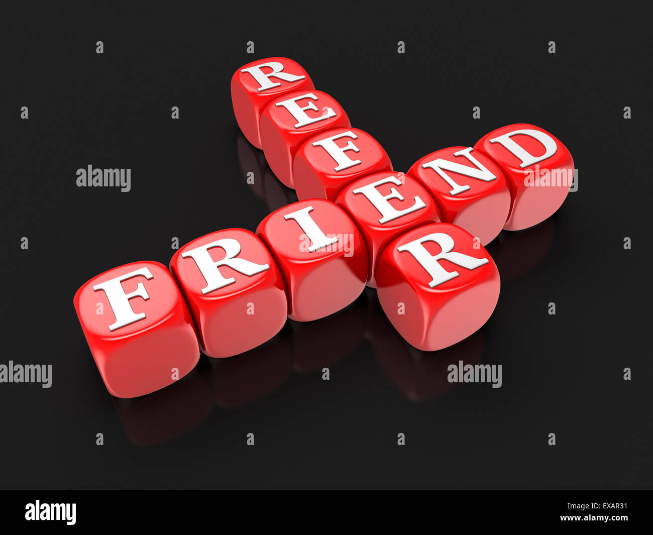 Refer Friend - Block Letters (clipping path included Stock Photo - Alamy