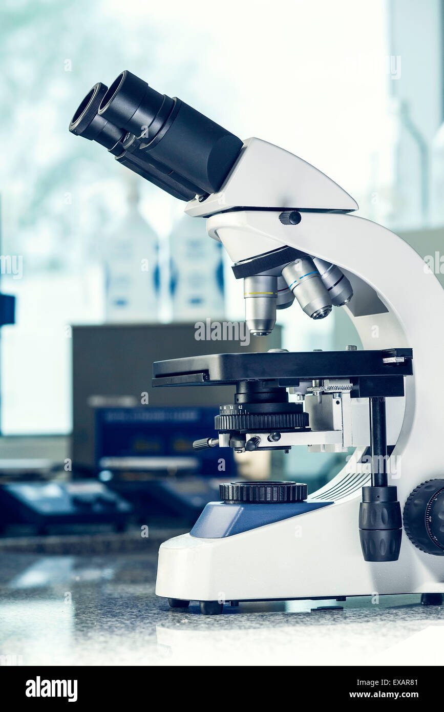 Microscope in laboratory Stock Photo - Alamy