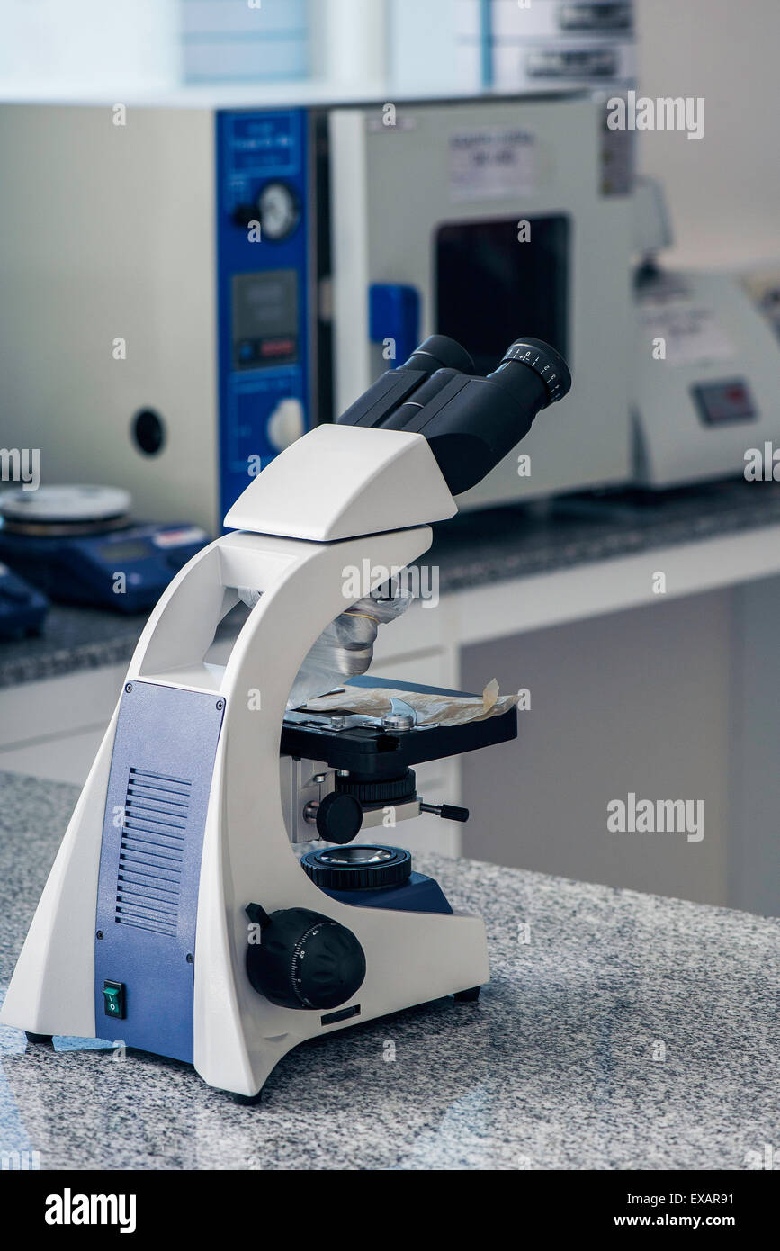 Microscope in laboratory Stock Photo - Alamy