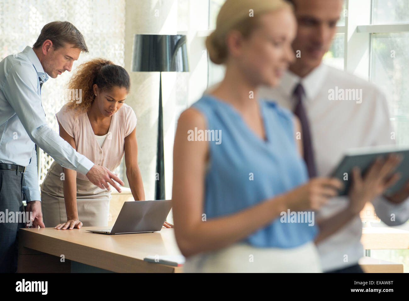 Wireless devices make collaboration in business easy Stock Photo - Alamy