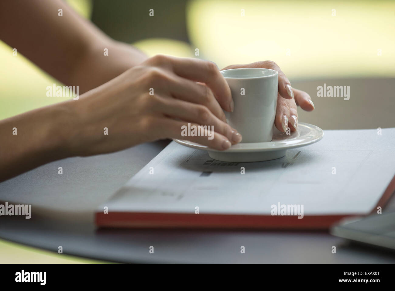 Coffee break, agenda on table Stock Photo - Alamy