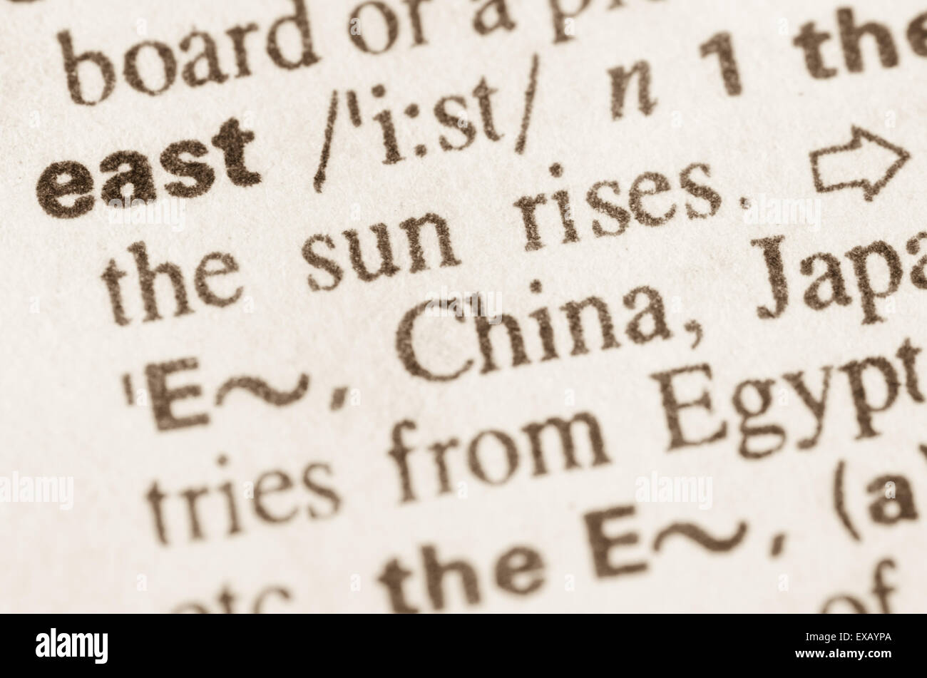 Definition of word east in dictionary Stock Photo - Alamy Definition of word east in dictionary Stock Photo - Alamy