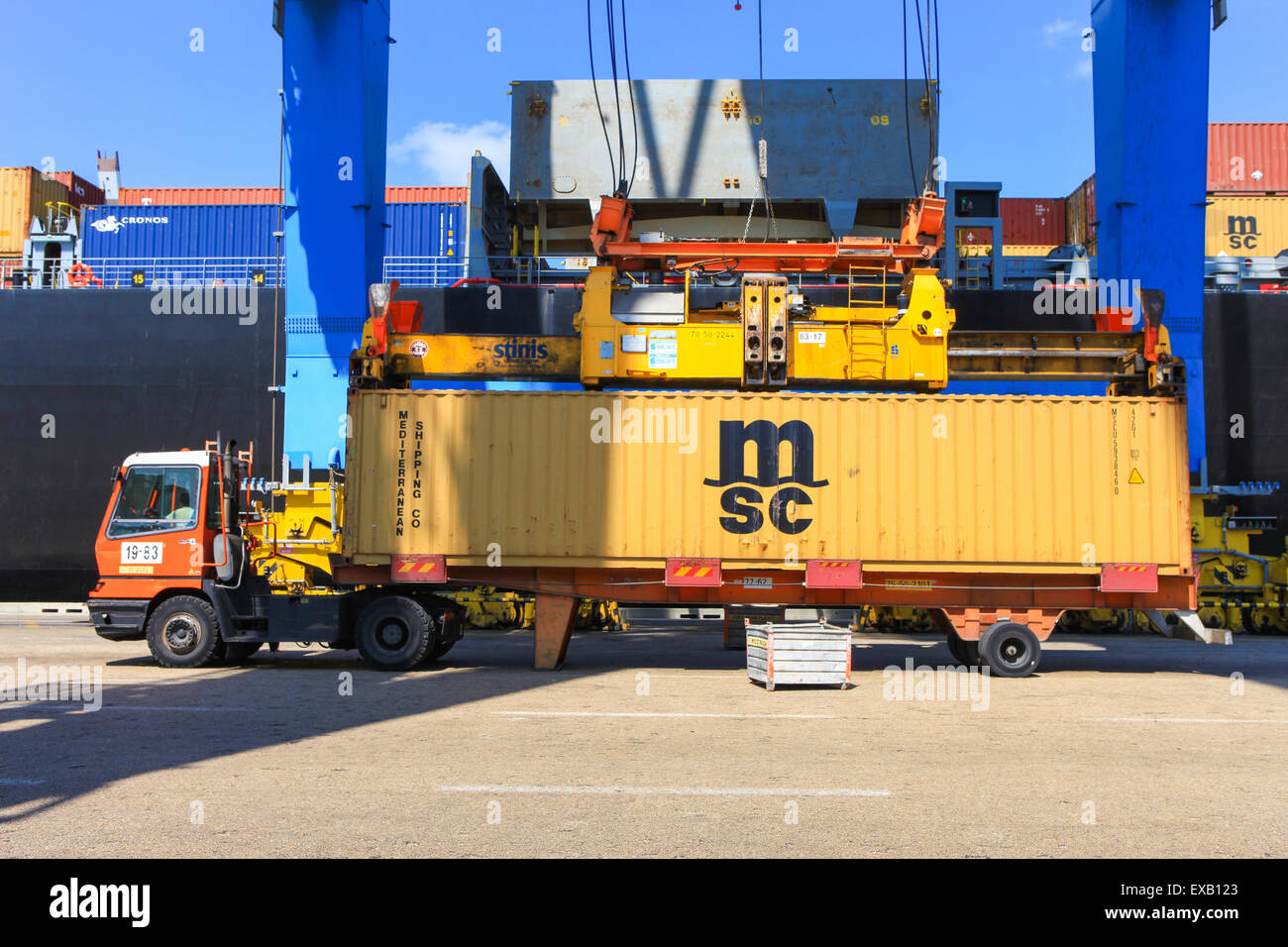 International Mega Container ship unloading containers on service ...