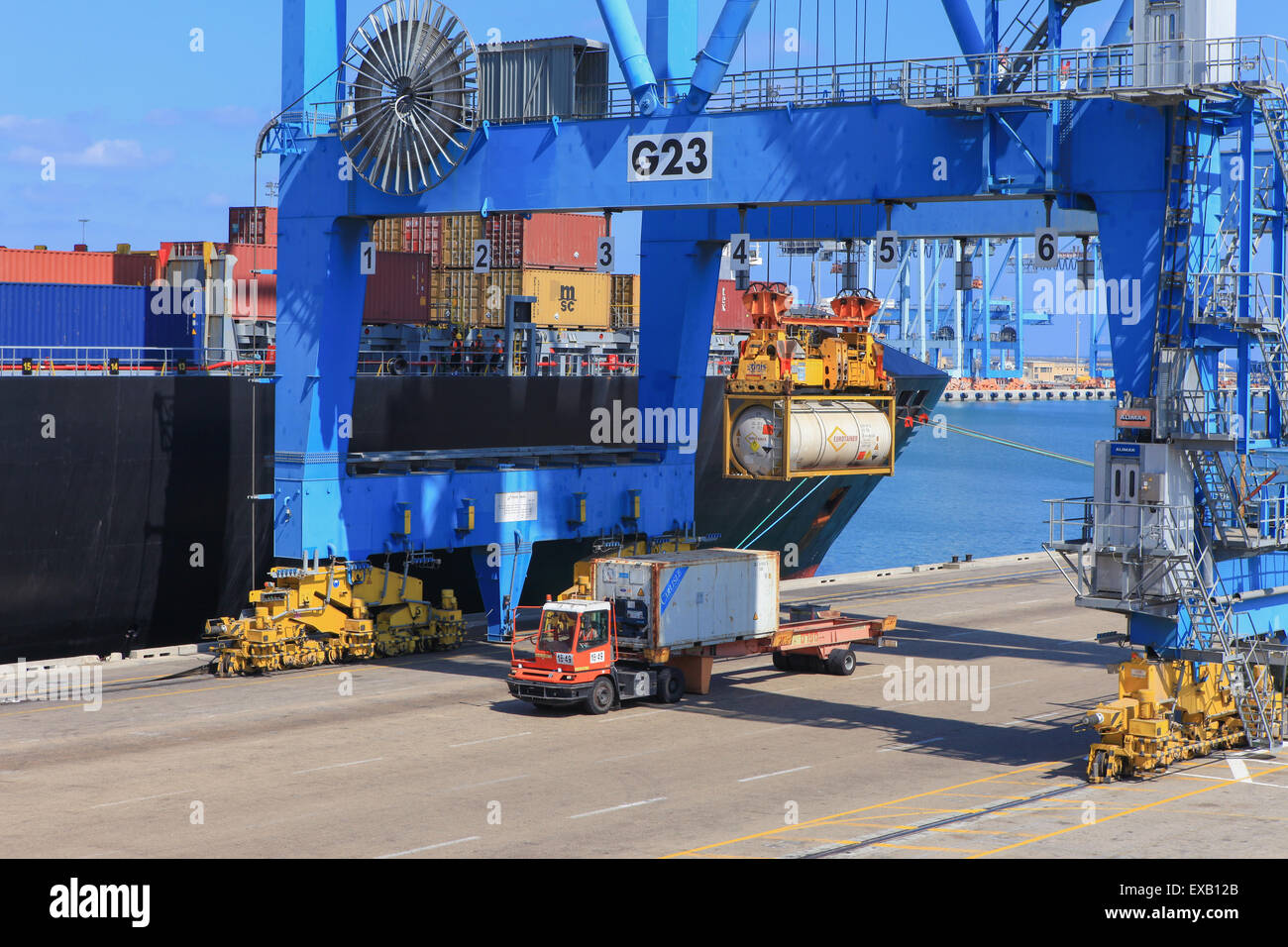 International Mega Container ship unloading containers on service ...