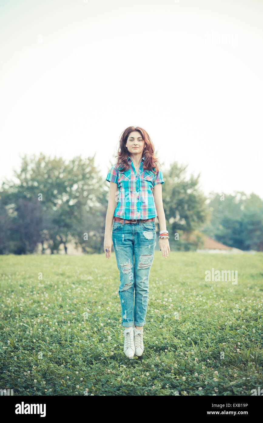 beautiful young hipster woman in the city Stock Photo - Alamy