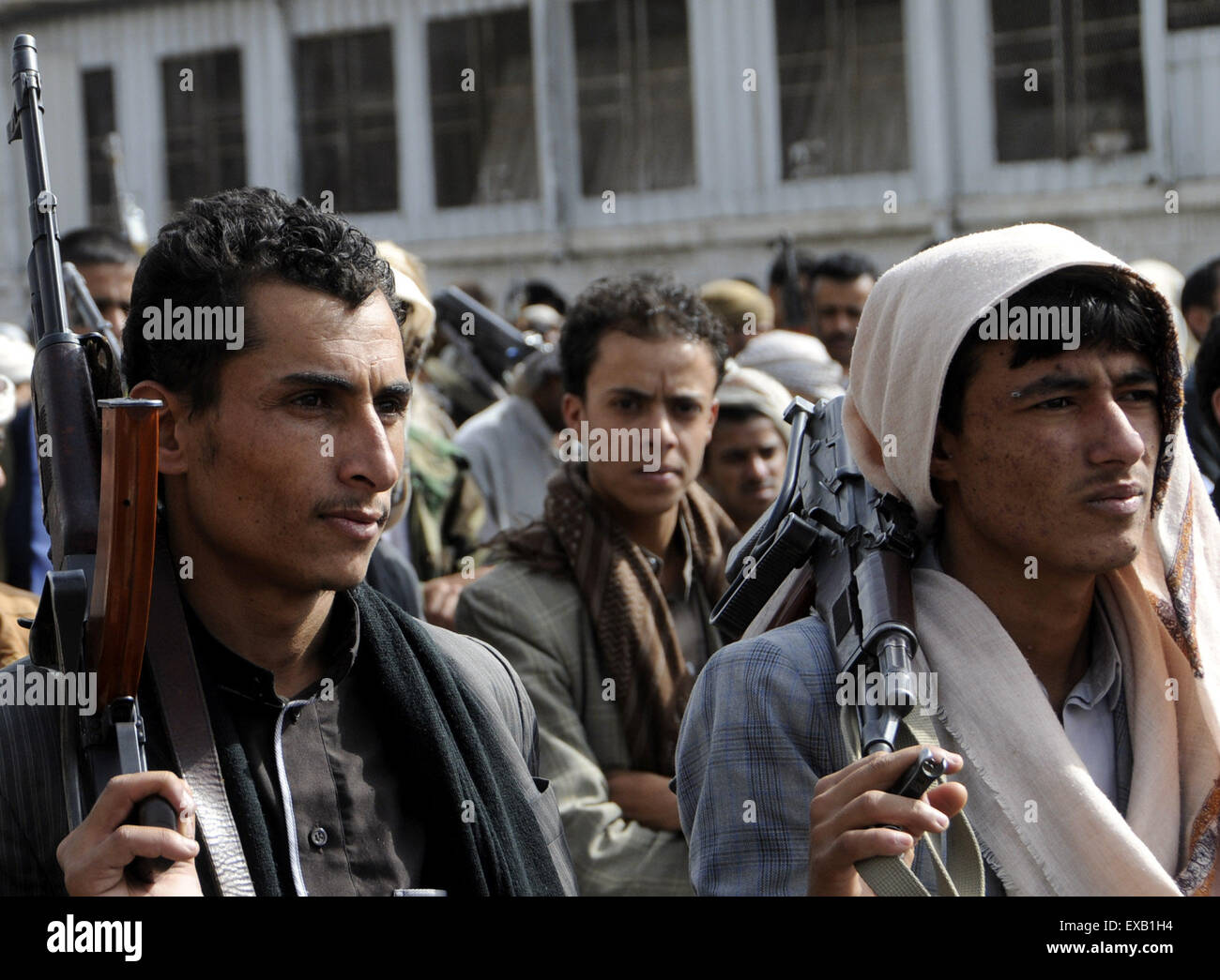 Sanaa. 10th July, 2015. Houthi fighters took part in a demonstration ...