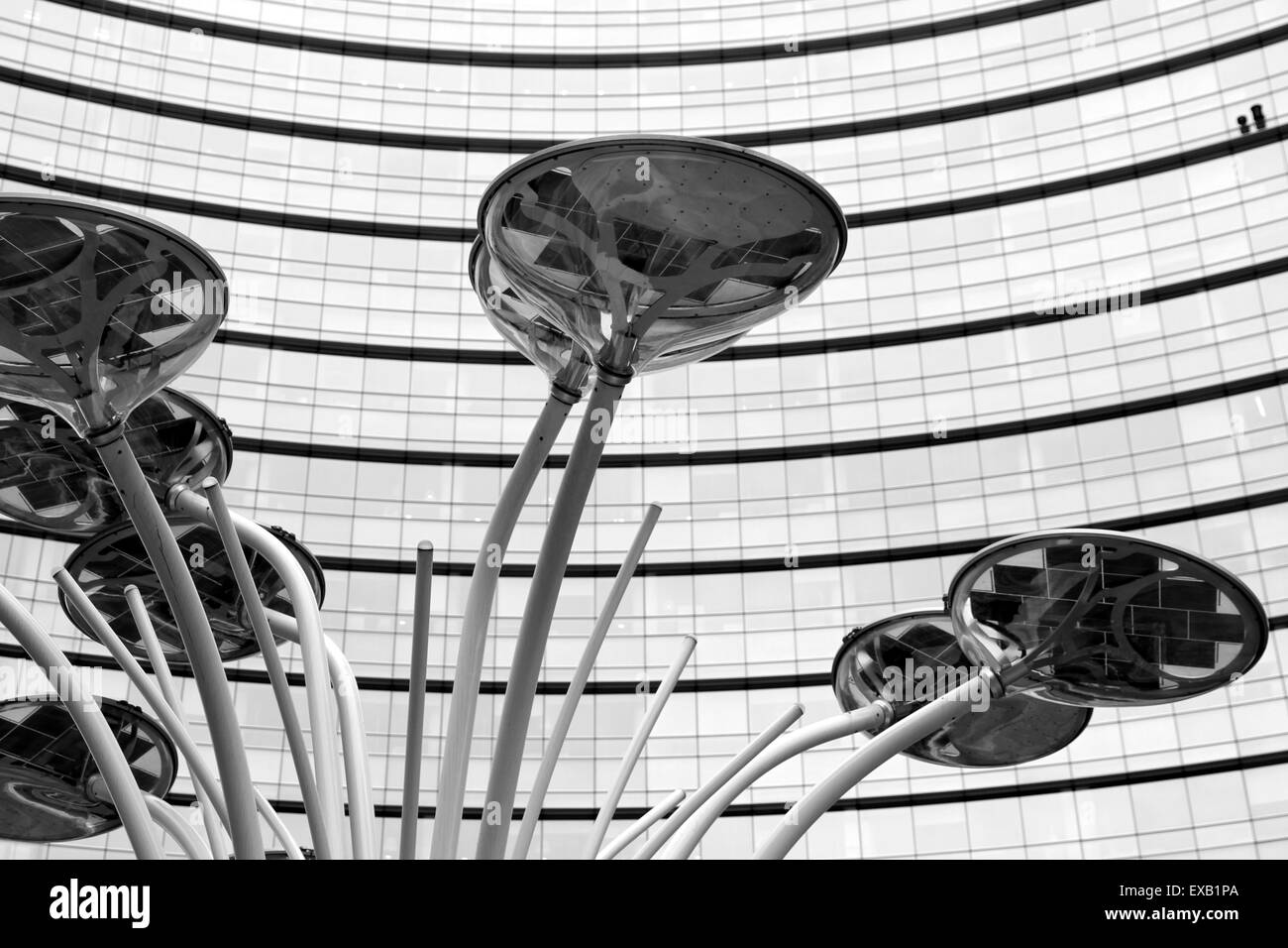 Modern post lights in Milan, Italy Stock Photo - Alamy