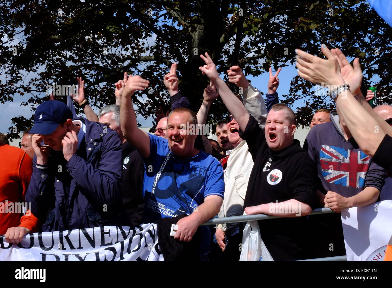 The English Defence League march in Walthamstow. A counter protest by ...