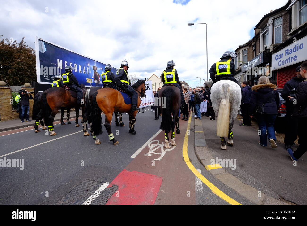 The English Defence League march in Walthamstow. A counter protest by ...