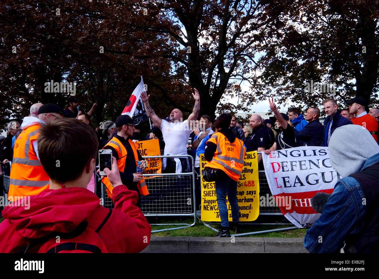 The English Defence League march in Walthamstow. A counter protest by ...