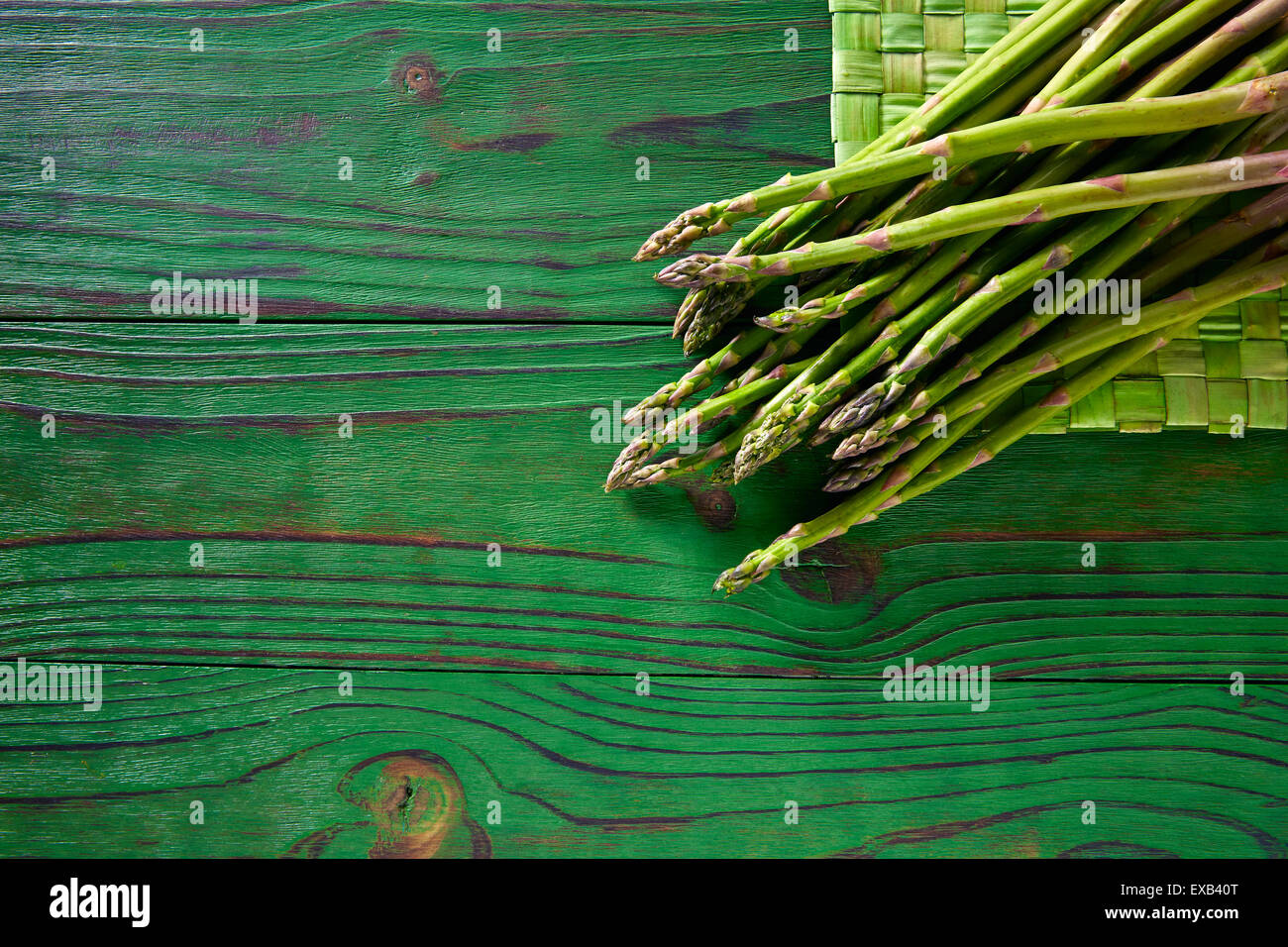 green asparagus fresh on wooden monochrome rustic table Stock Photo - Alamy
