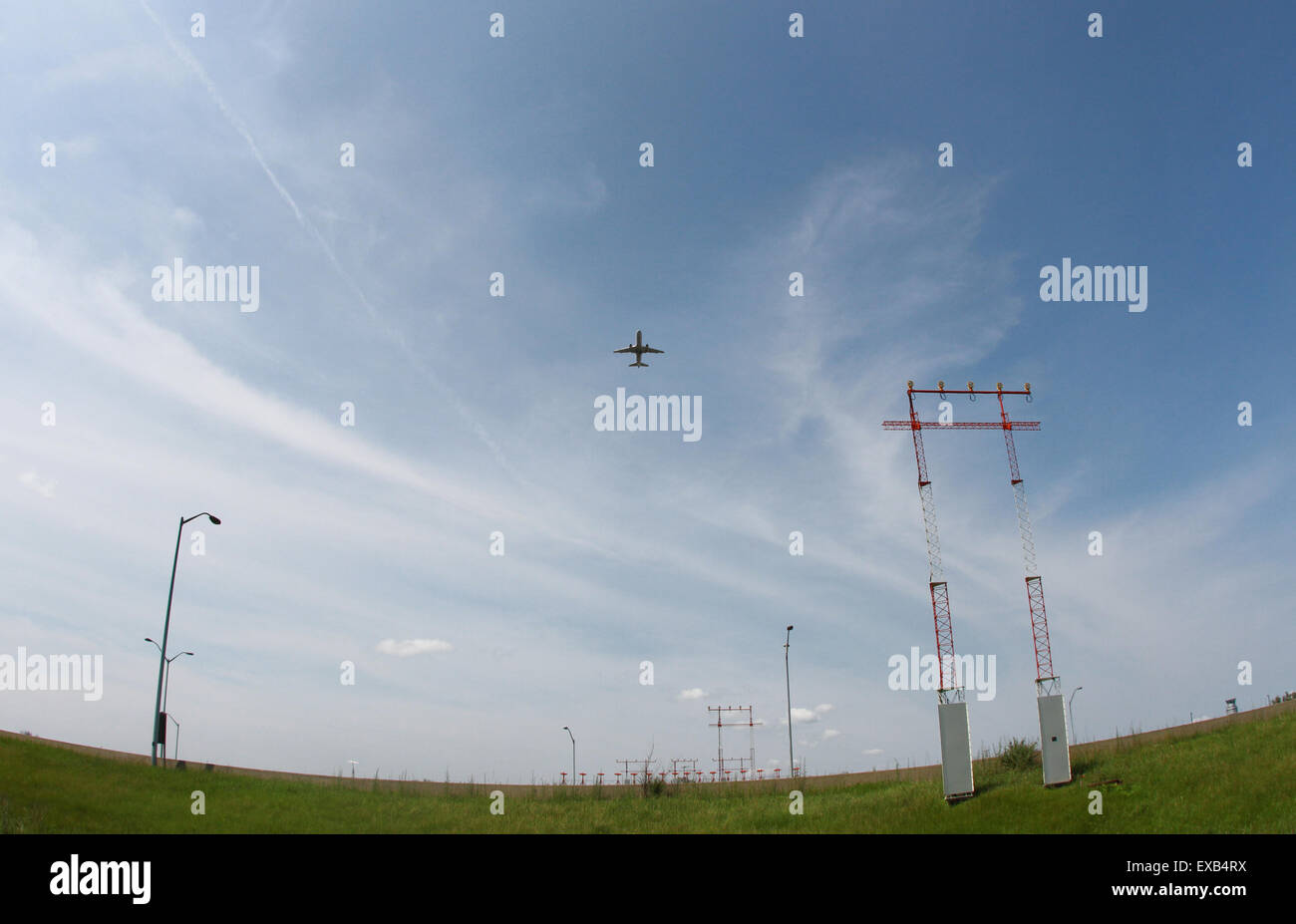 A plane flying overhead from Pearson International Airport in Ontario ...