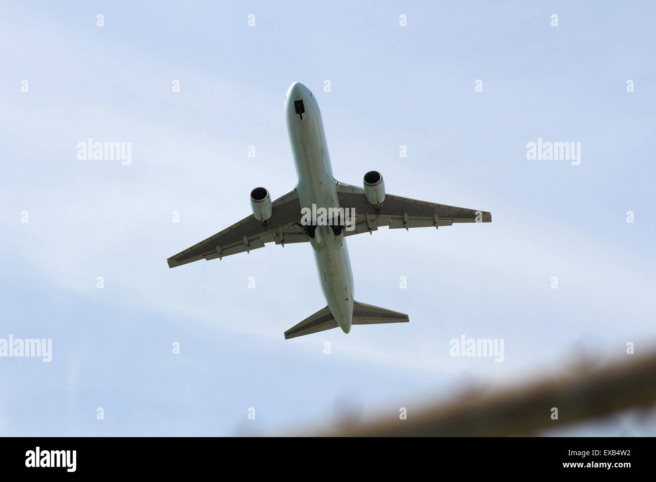A plane flying overhead from Pearson International Airport in Ontario ...