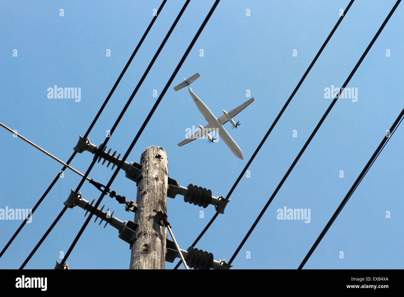 A plane flying overhead from Pearson International Airport in Ontario ...