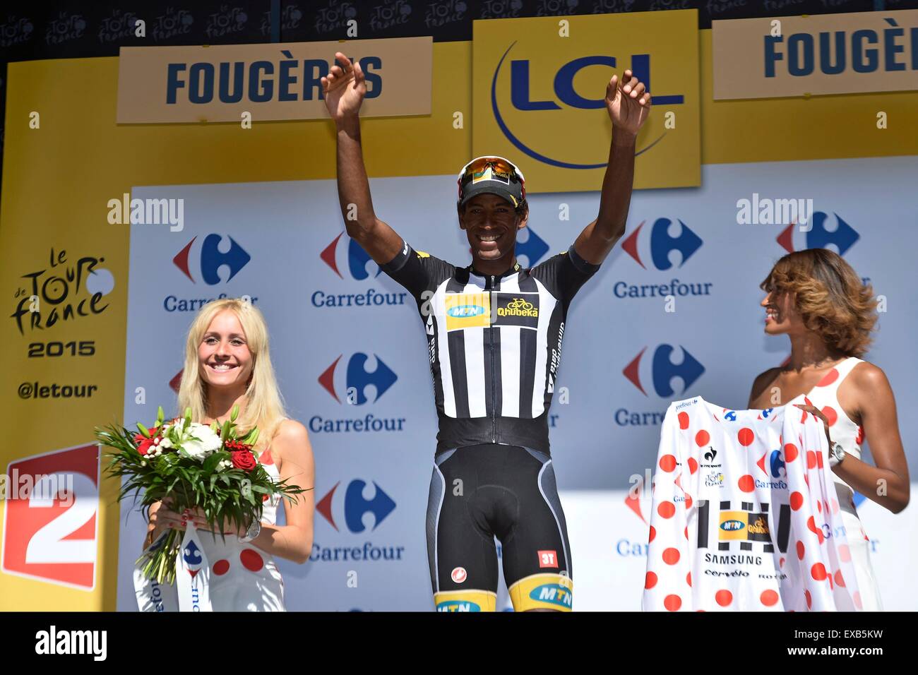 Livarot, France. 10th July, 2015. TEKLEHAIMANOT Daniel of MTN - Qhubeka ...