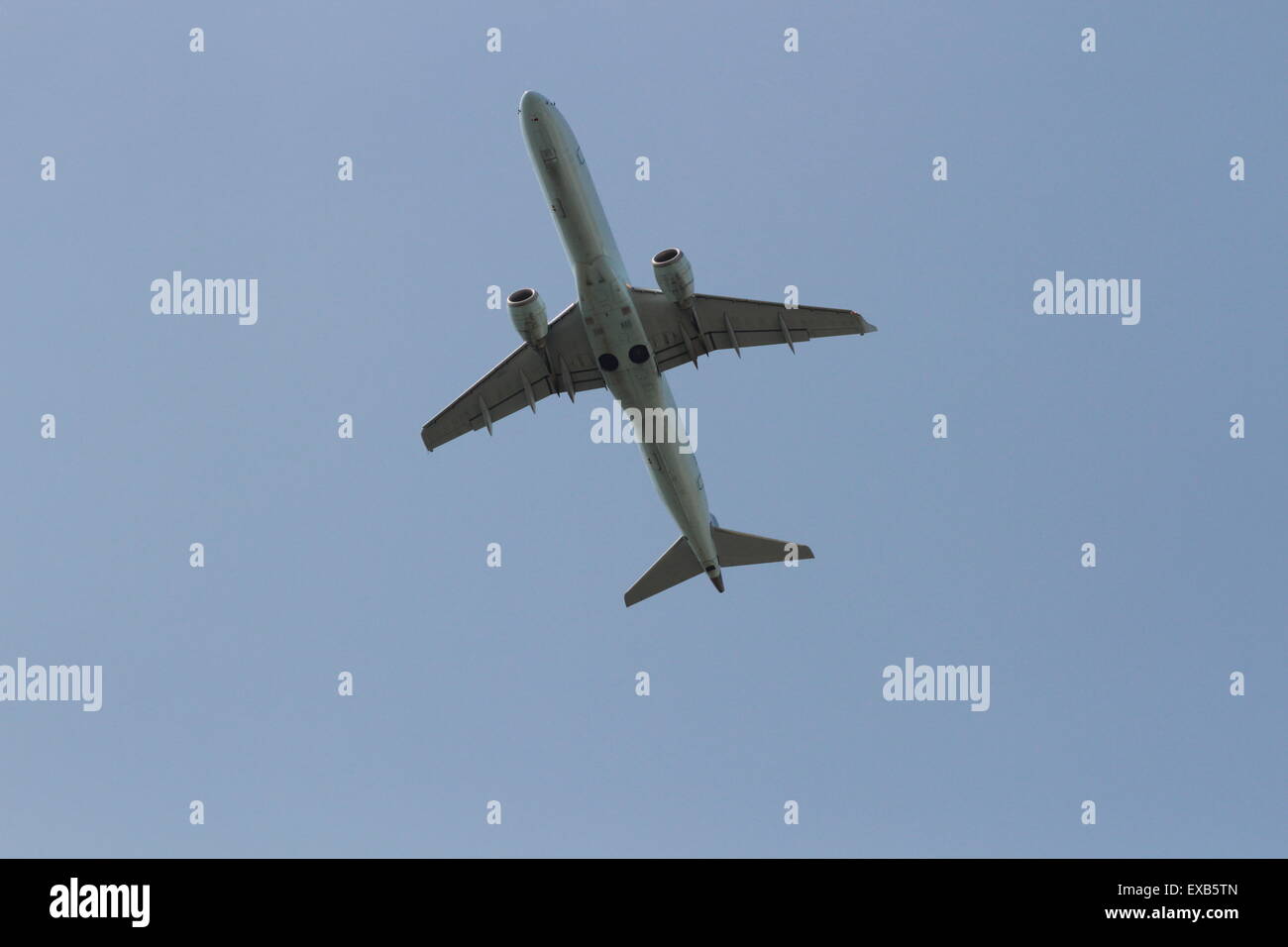 A plane flying overhead from Pearson International Airport in Ontario ...