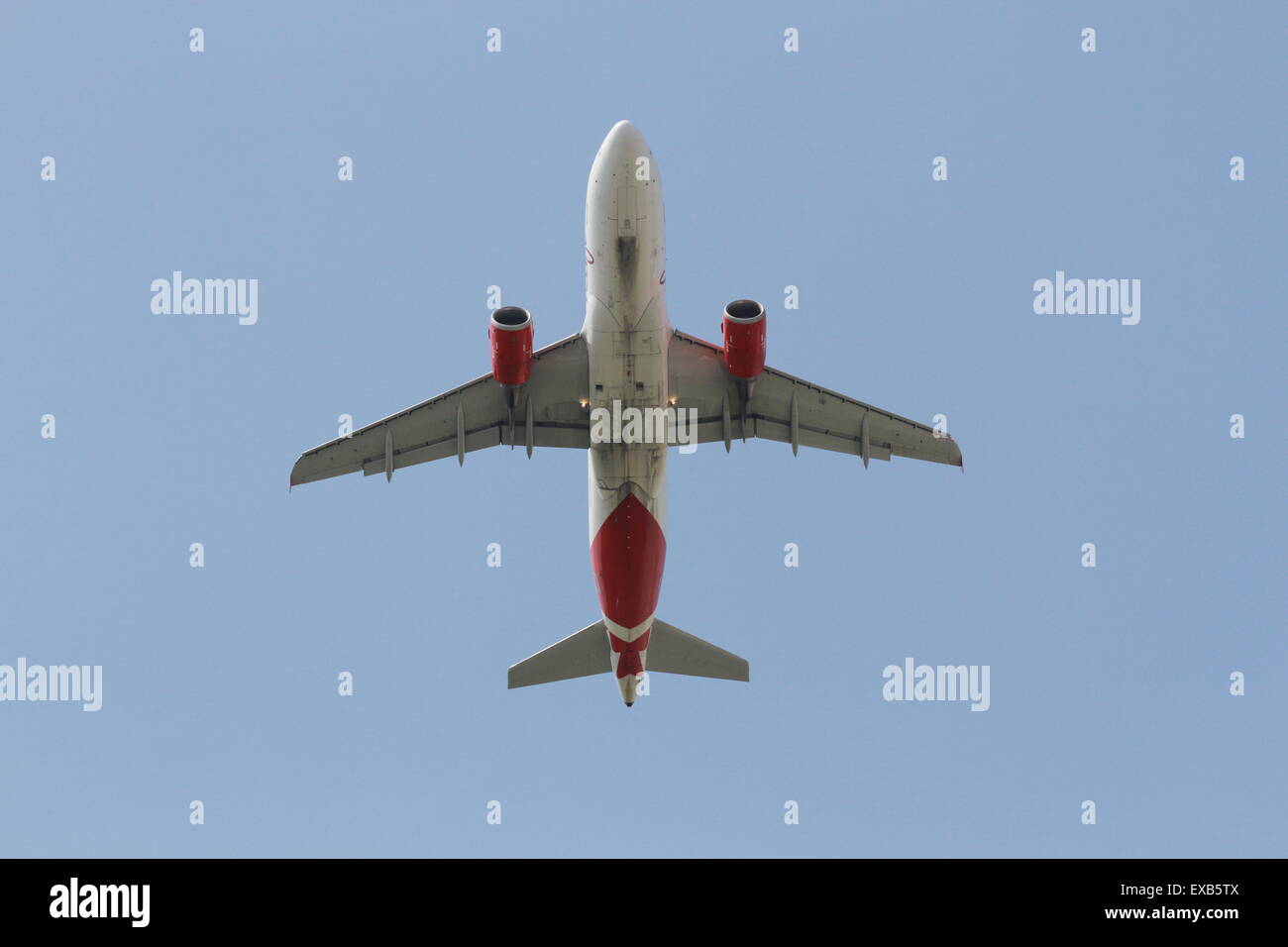 A plane flying overhead from Pearson International Airport in Ontario ...