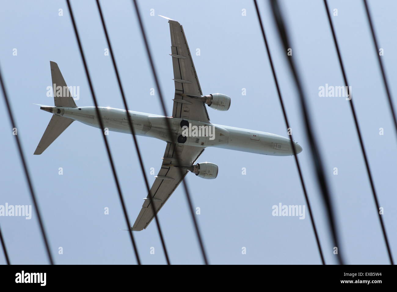 A plane flying overhead from Pearson International Airport in Ontario ...