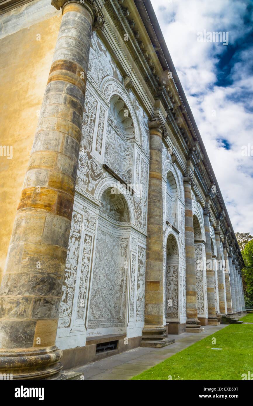 The stone circumferential walls of the old Orangery in the Royal Garden ...