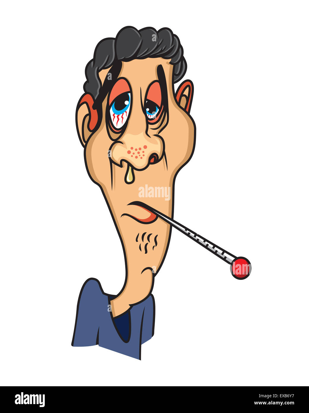 Vector illustrations of the sick man Stock Photo - Alamy