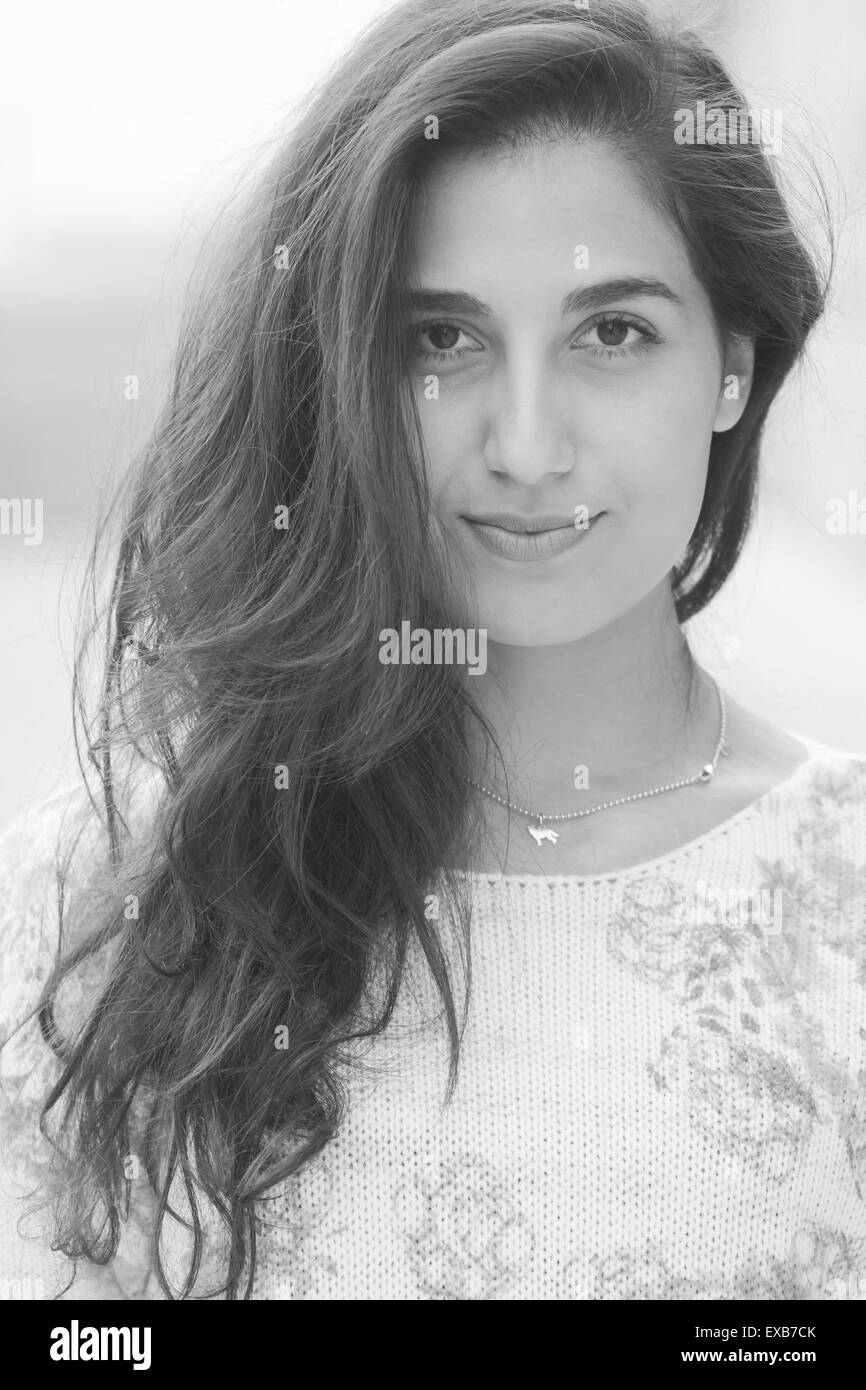 Woman in long winter Black and White Stock Photos & Images - Alamy