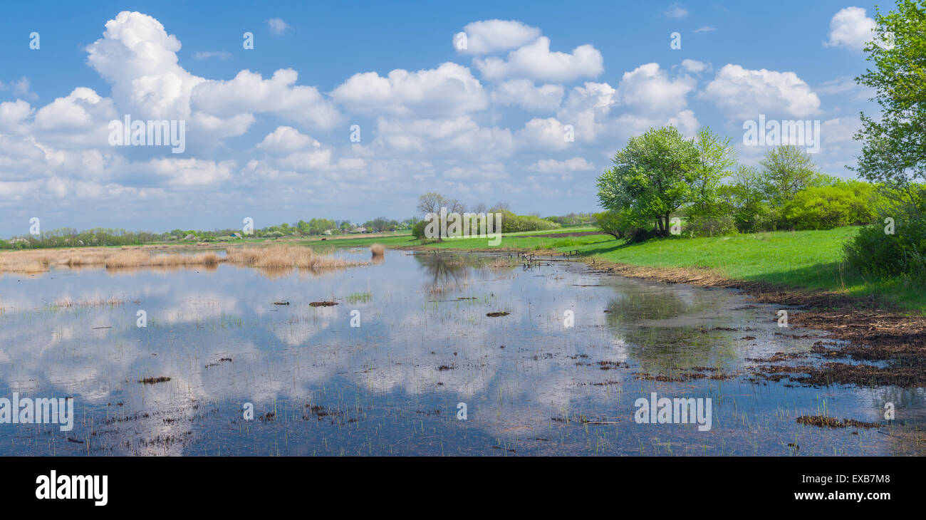 Panoramic landscape with lake in central Ukraine Stock Photo - Alamy