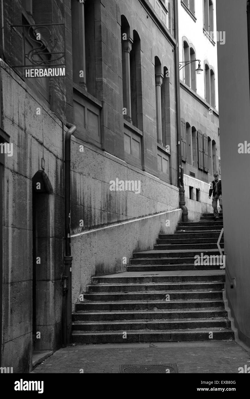 Steps in back alley, Basel, Switzerland Stock Photo - Alamy