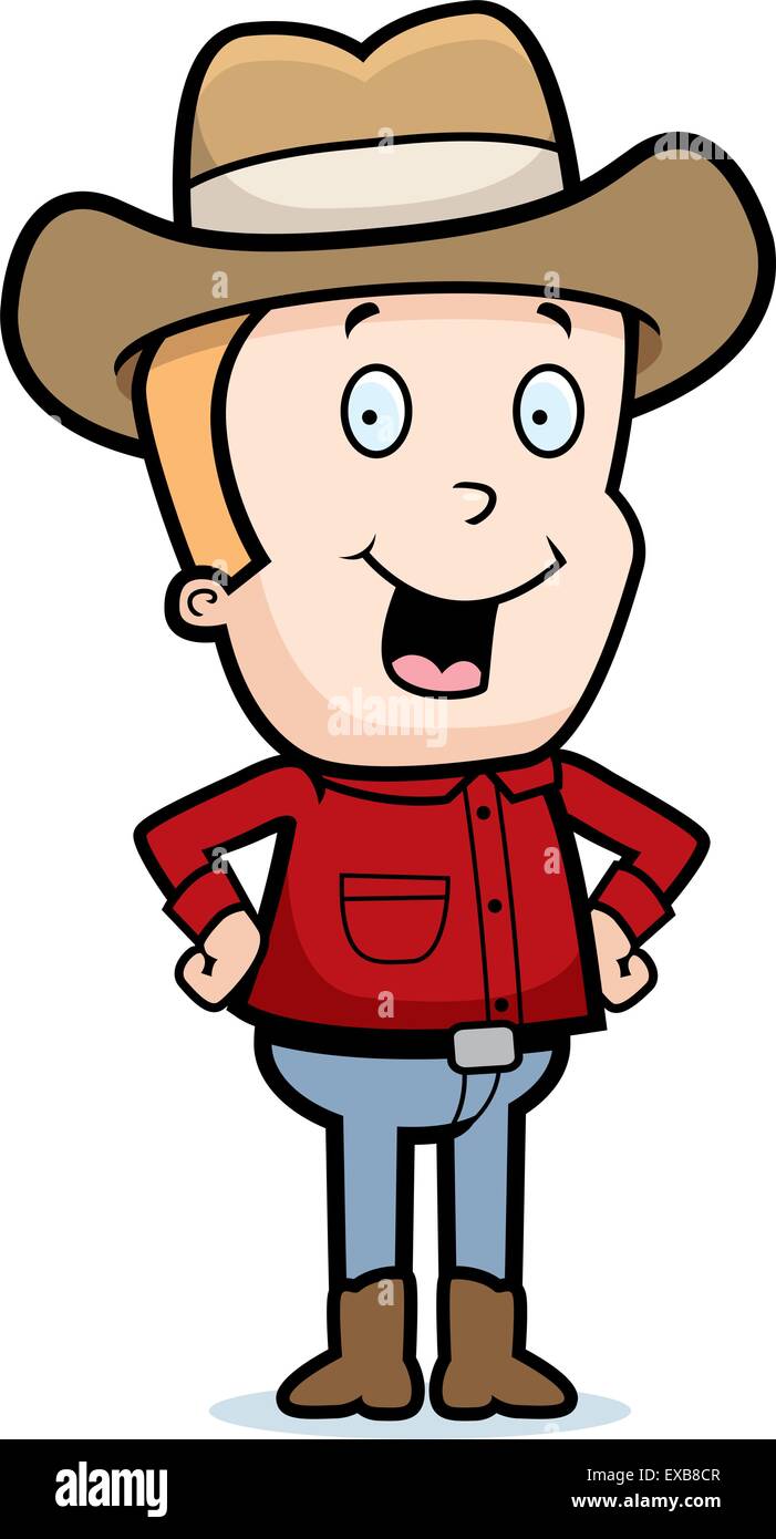 A happy cartoon cowboy kid standing and smiling Stock Vector Image ...