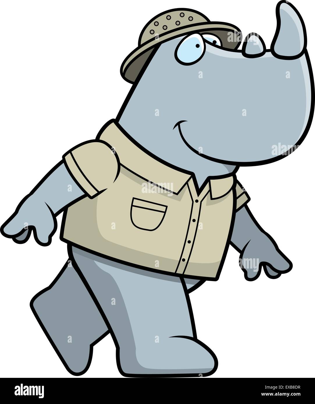 A happy cartoon rhino explorer walking and smiling Stock Vector Image ...