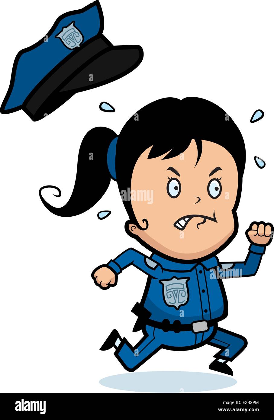 A cartoon child police officer angry and running Stock Vector Image ...