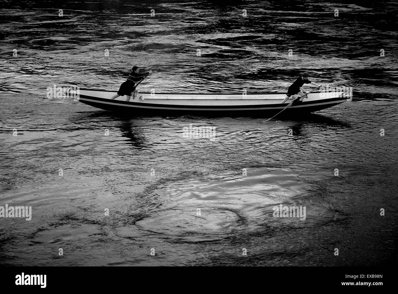Rowing on the Rhine standing up, Basel Stock Photo - Alamy