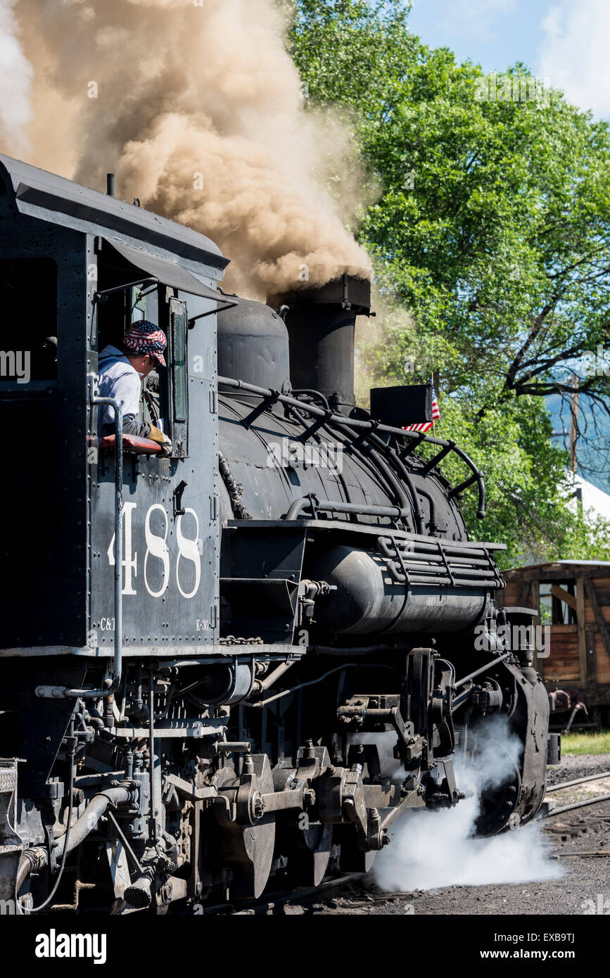 Train leaving the Chama Depot, Cumbres & Toltec Scenic Railroad, Chama ...