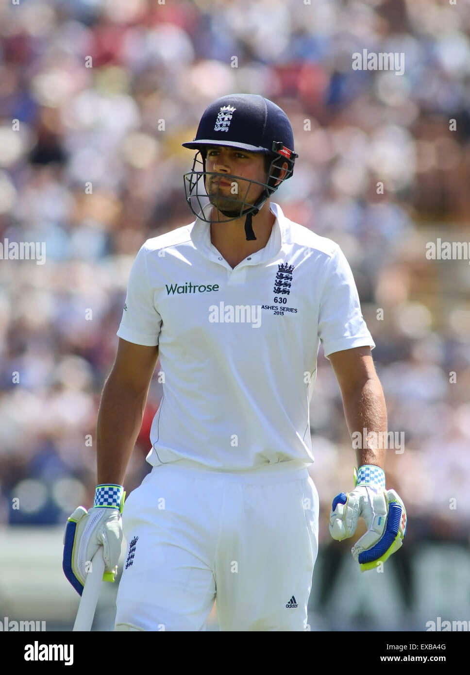Cardiff, Wales. 10th July, 2015. Alastair Cook of England walks off ...