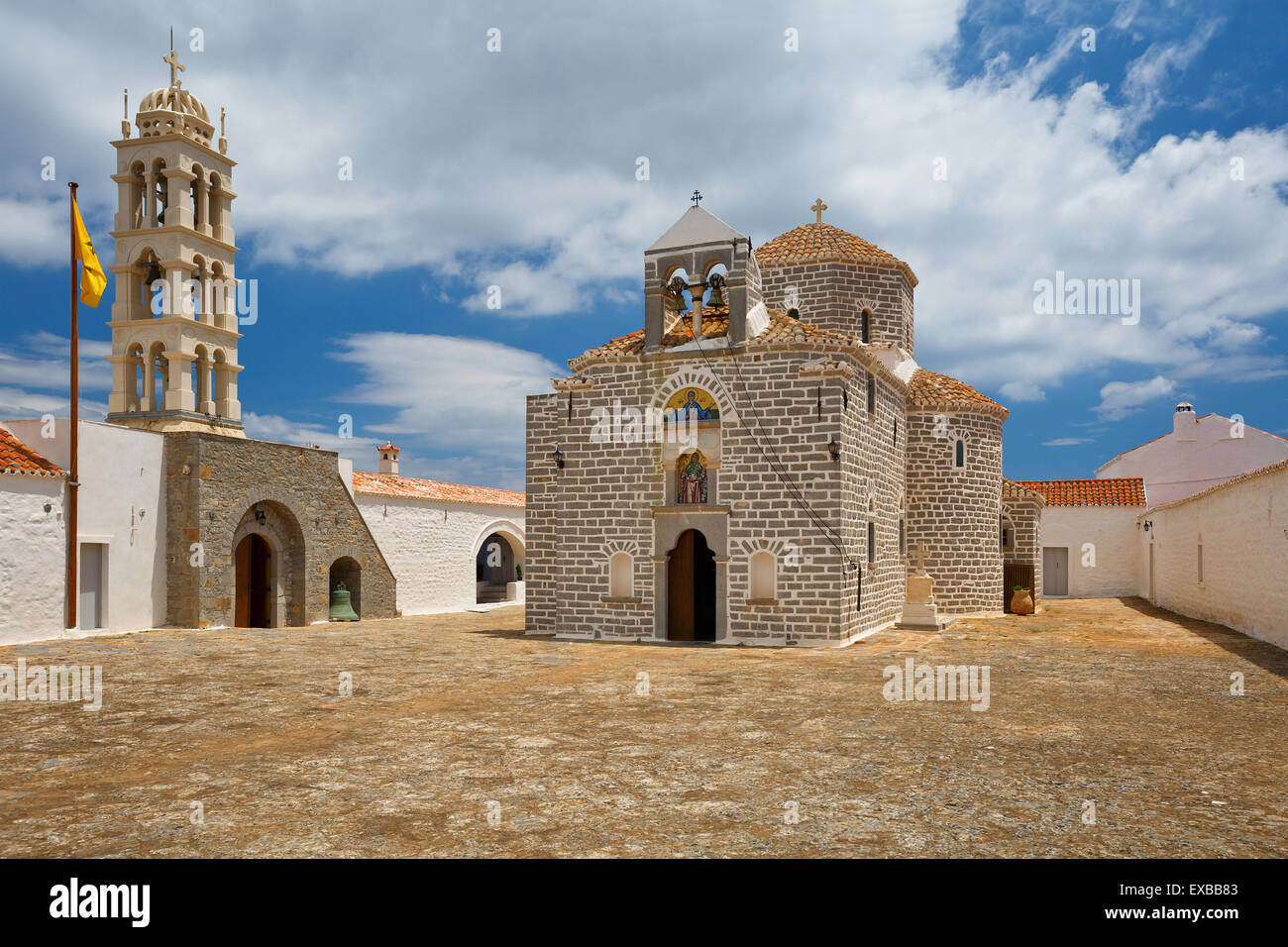 Greek church in the middle of a yard of a monastery Stock Photo - Alamy